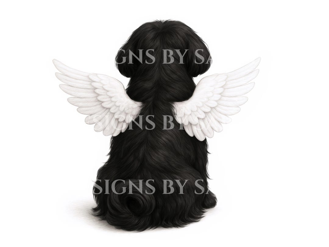 Black Shih Tzu Angel Wings Printable Wall Art for Pet Loss, Shih Tzu ...