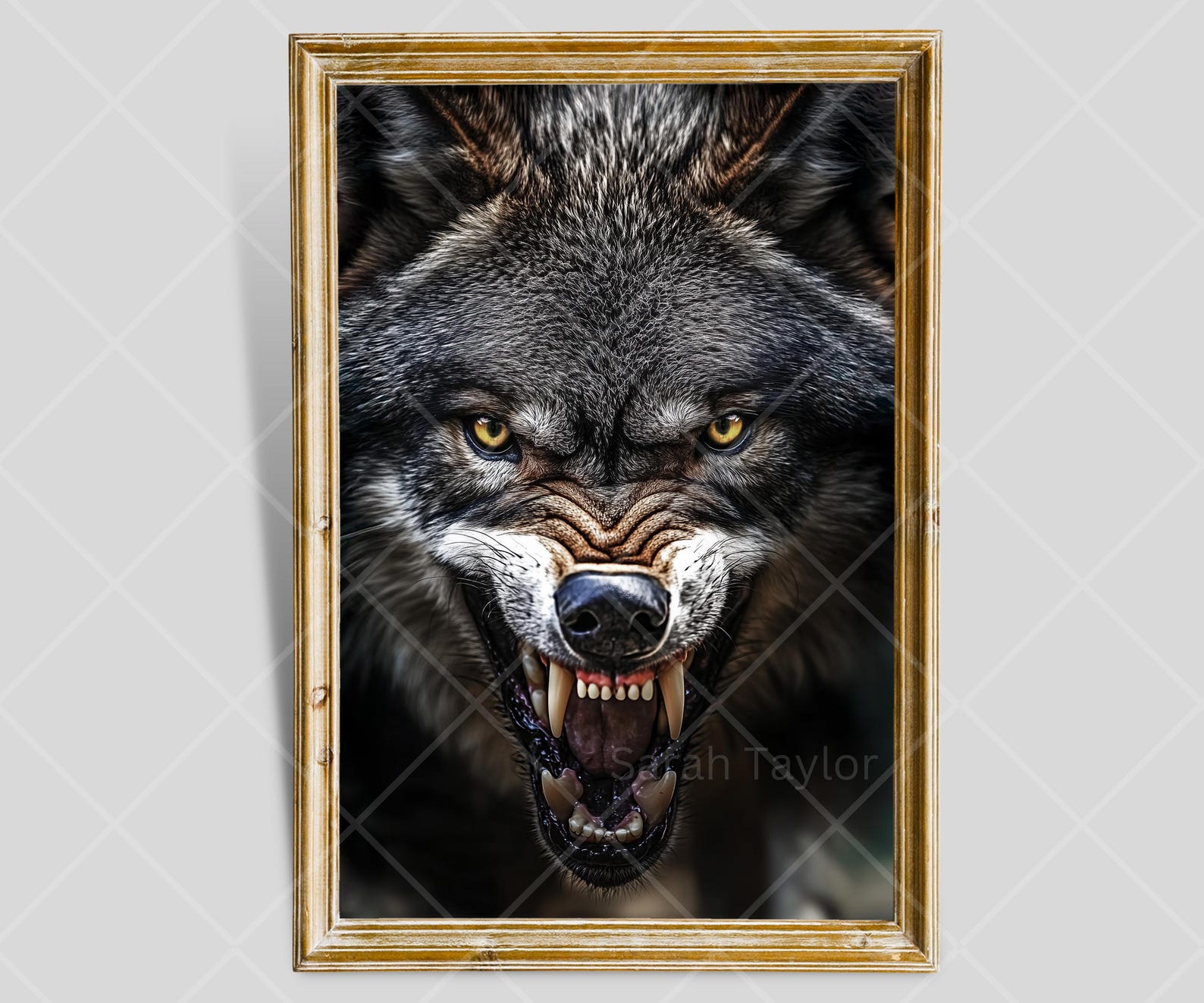 Wolf Print, Printable Wall Art Fierce Survival, Resilience Portrait of ...
