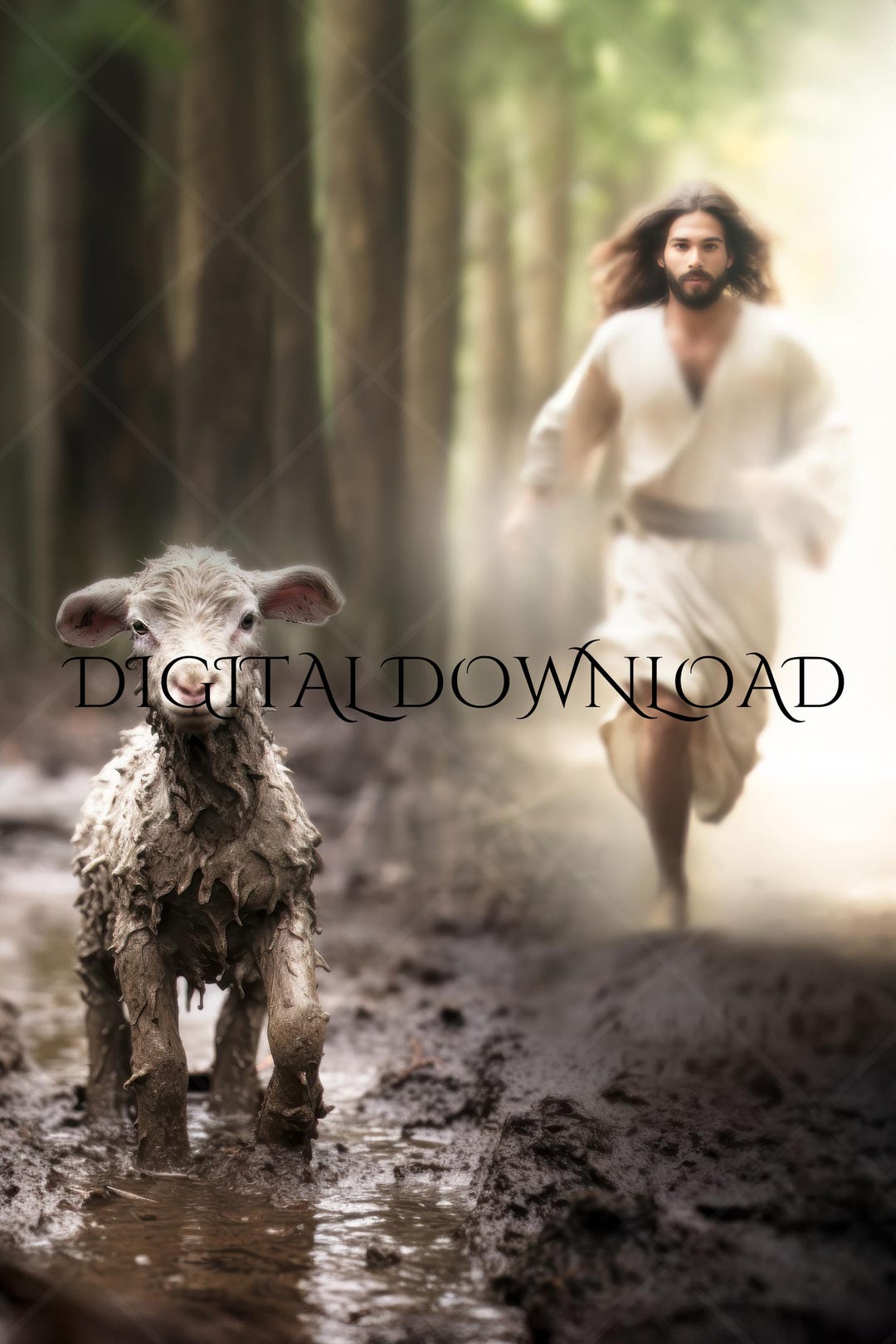 Jesus Saves the Lost Lamb Printable Wall Art Inspirational Christian ...