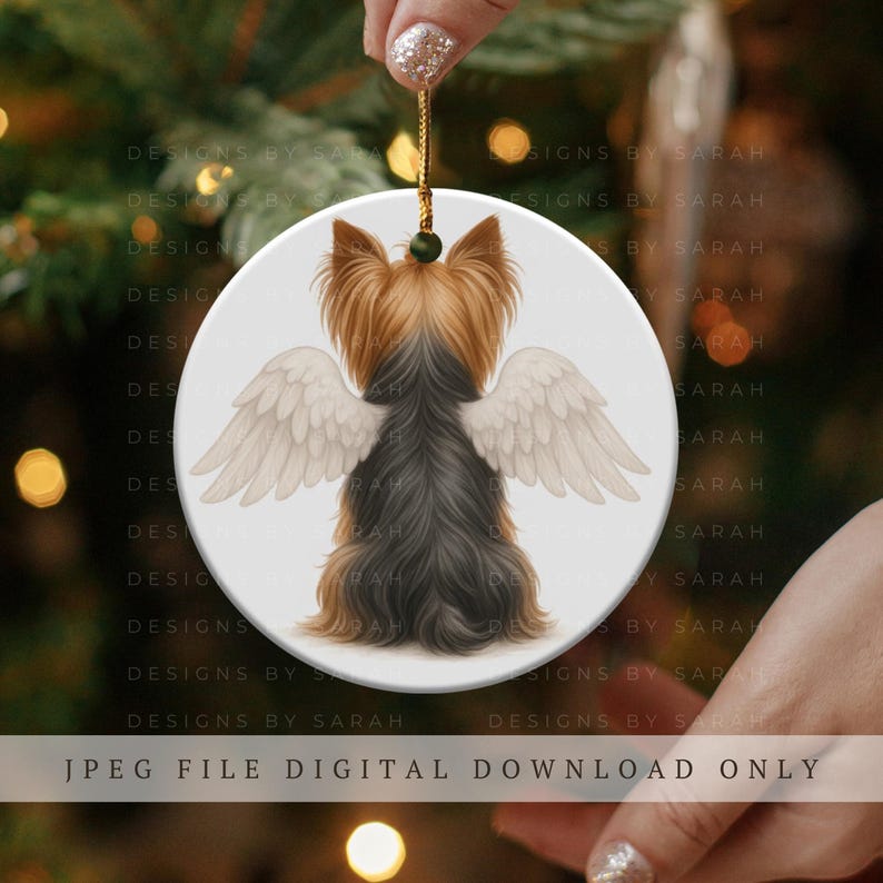 Yorkie Angel Wings Memorial Art: Yorkshire Dog Pet Terrier Loss ...