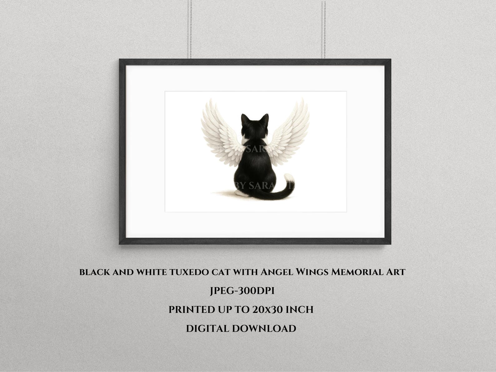 Tuxedo Cat Angel Wings Memorial Print: Pet Loss Sympathy Gift (digital ...