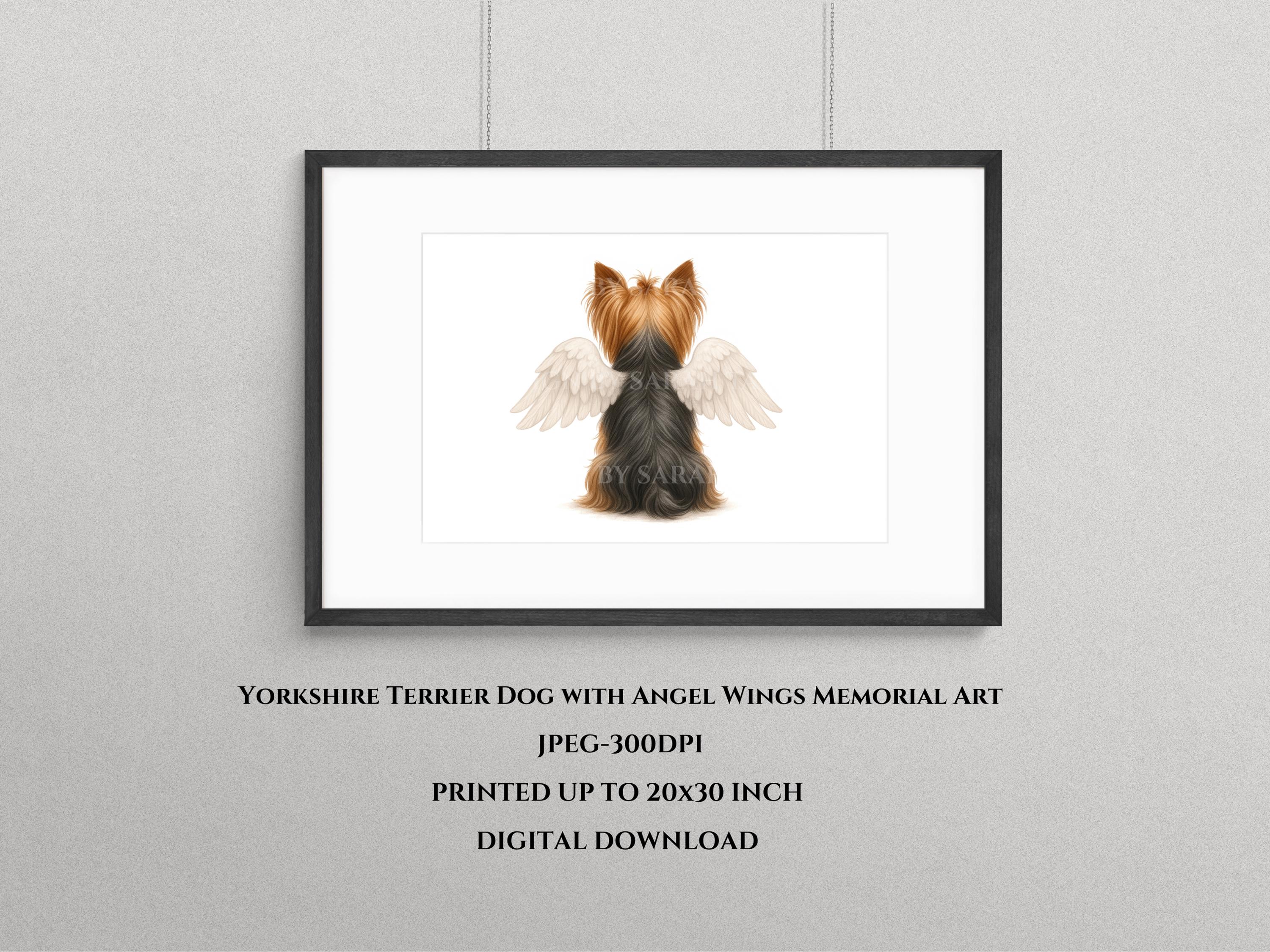 Yorkie Angel Wings Dog Printable Wall Art for Pet Loss, Yorkshire ...