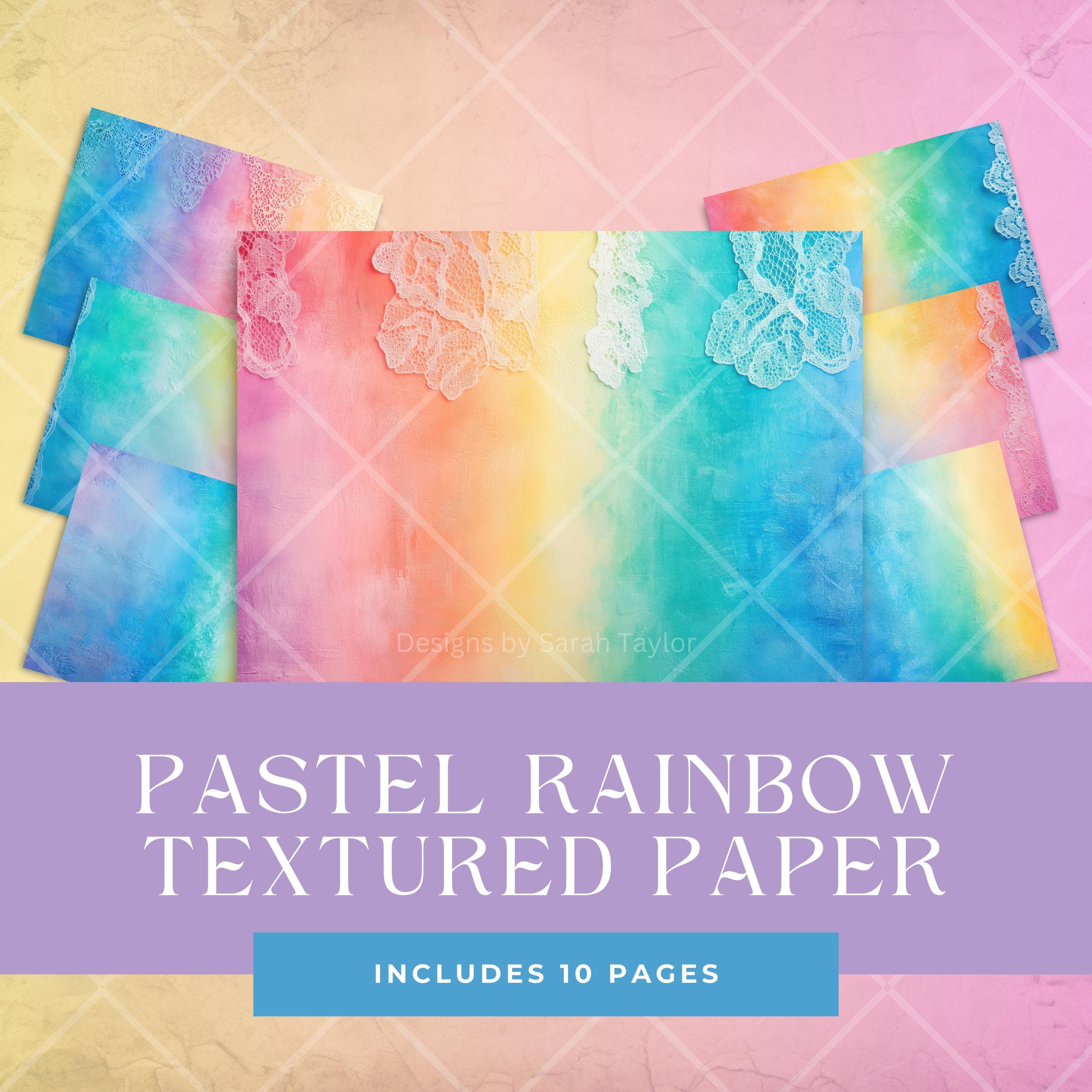 Pastel Rainbow Textured Digital Papers Scrapbooking and Junk Journal ...