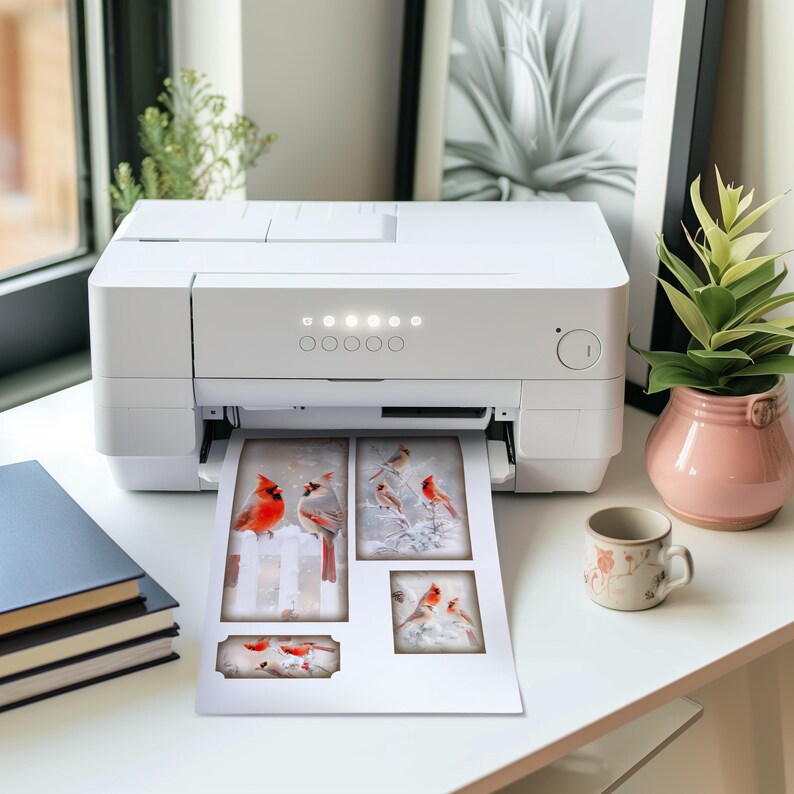 Red Cardinal Bird Printable Folio Kit - Digital Paper Journal Pages ...