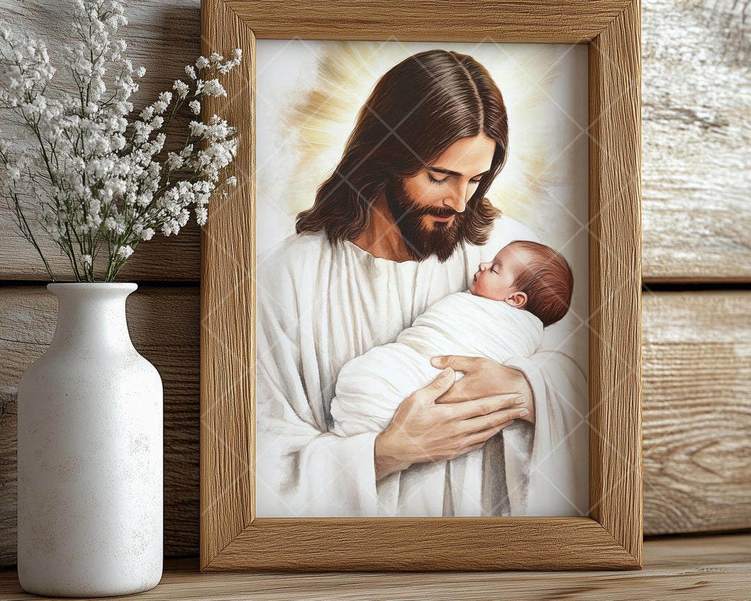 Jesus and Baby, in the Arms of Christ, Carried to Heaven, Printable ...