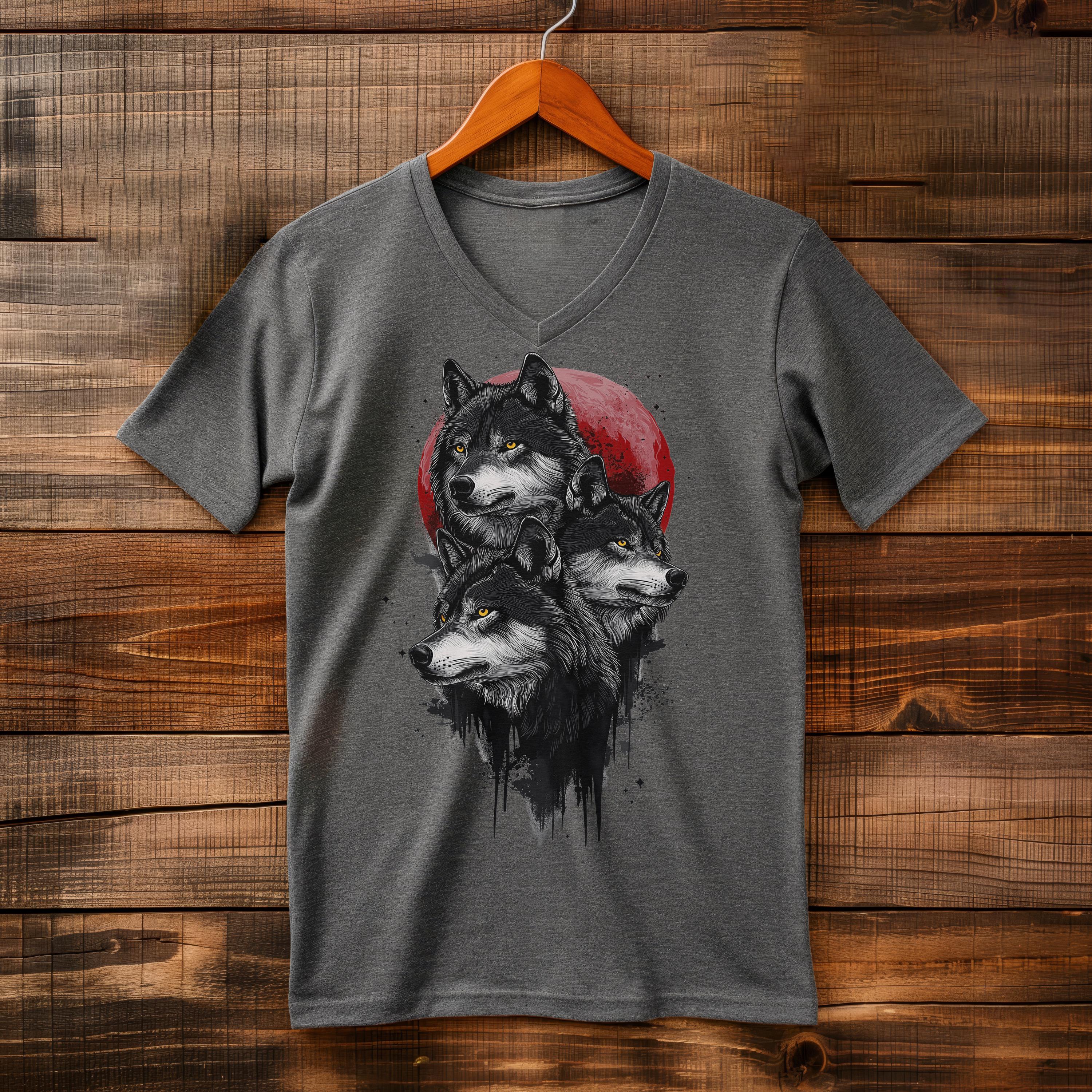 Three Wolf Moon, Red Blood Moon PNG Sublimation Graphic Wolf Pack Shirt ...