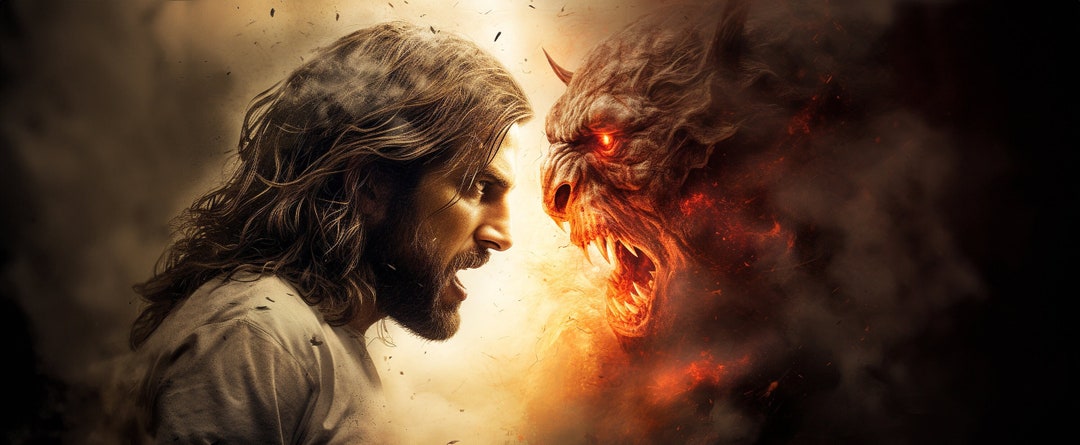 Jesus Battle & Devil DIGITAL DOWNLOAD Christ, Lord, Jesus Christ, God ...