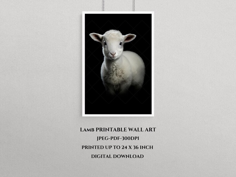 Lamb of God Black Back Ground Printable Wall Art Christian Decor Faith ...