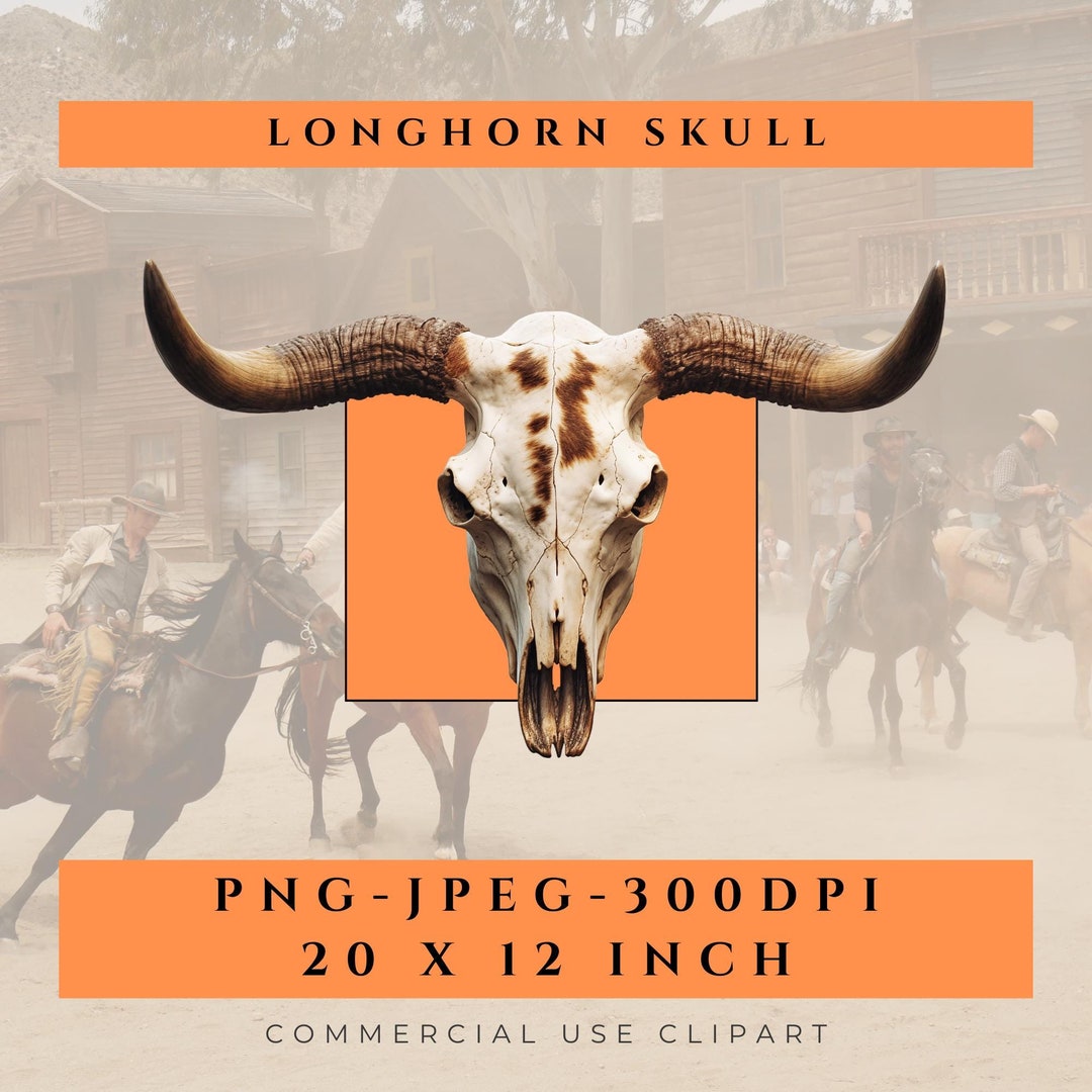 Longhorn Texas Skull PNG, Sublimation Design | Bull Skull Png | Cow ...