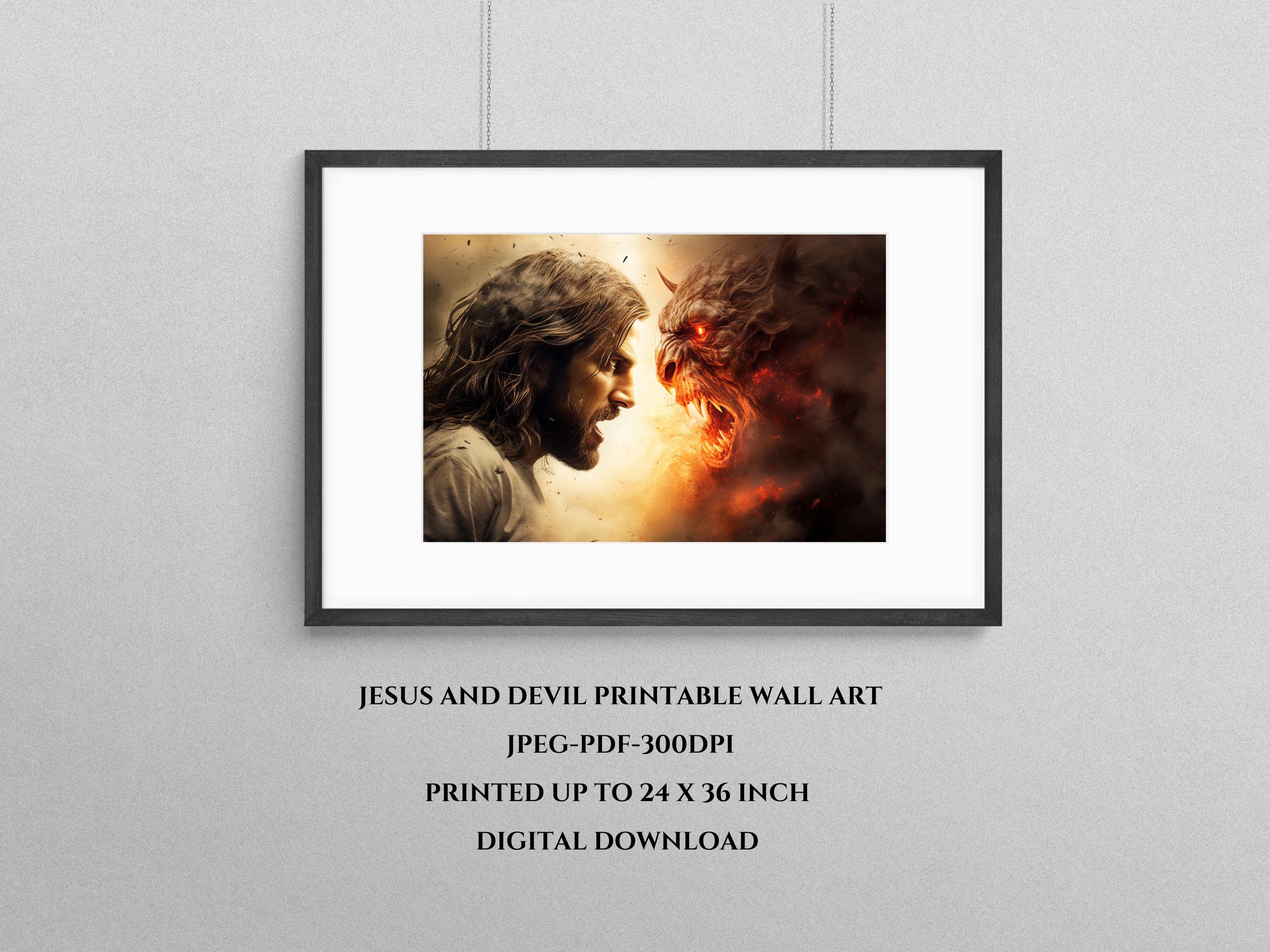 Jesus Vs Devil Battle Art - Christian Home Decor (digital Download) - Etsy