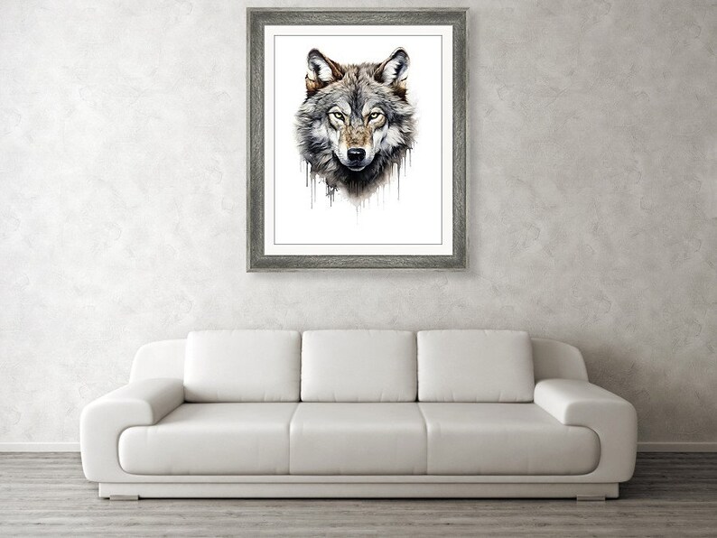 Wolf Head, Painting, Wolves, Face, DIGITAL DOWNLOAD, Clipart, Print ...