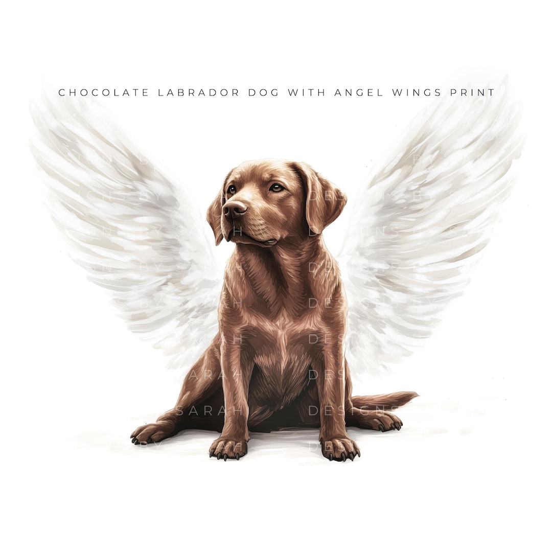 Chocolate Lab Angel Wings Print: Pet Dog Loss Memorial (digital ...