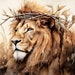 Easter Lion of Judah With Crown of Thorns, DIGITAL DOWNLOAD, Watercolor ...