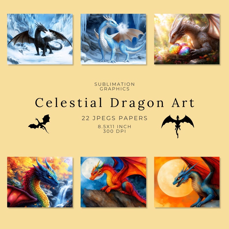 Celestial Dragon Art: High-resolution Jpegs for Sublimation (digital ...