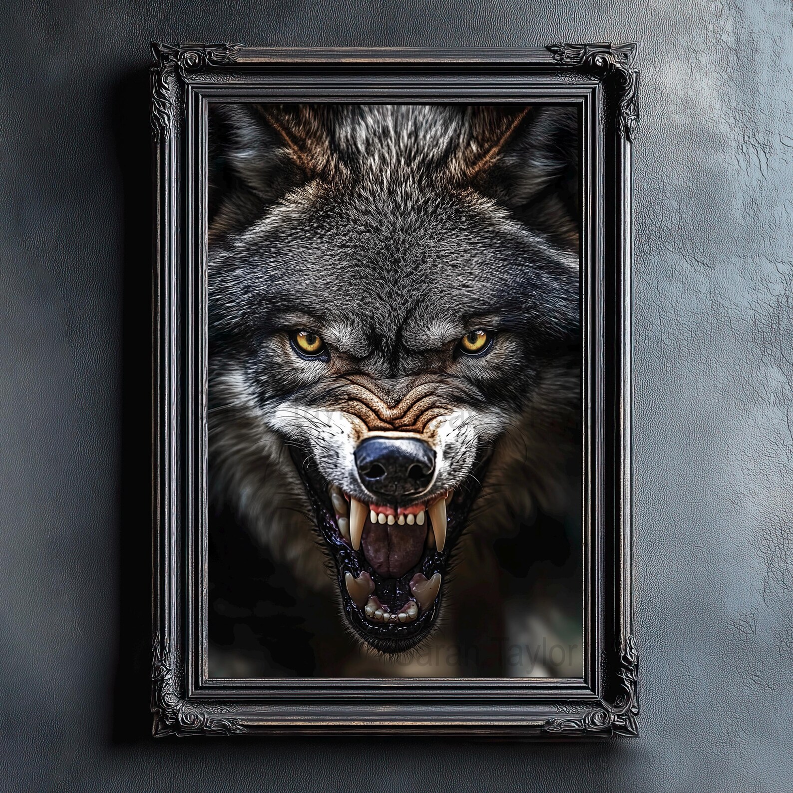 Wolf Print, Printable Wall Art Fierce Survival, Resilience Portrait of ...