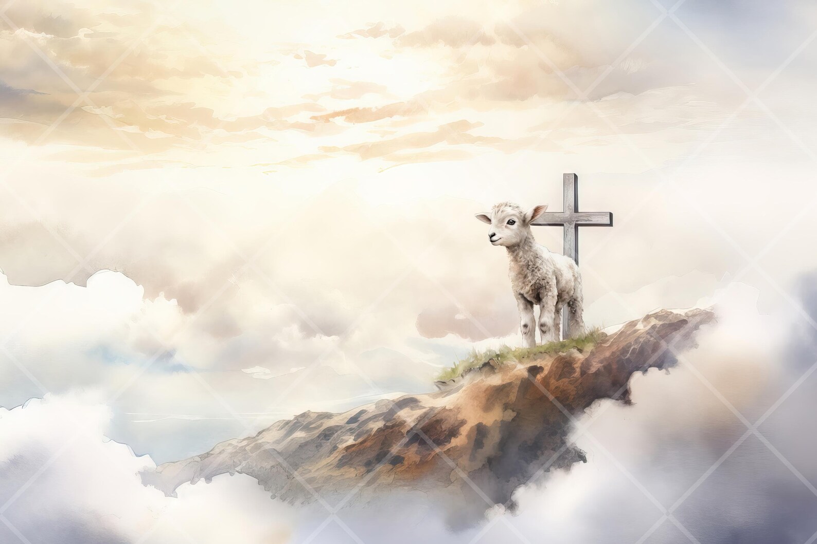 Lamb and Cross Printable Christian Wall Art, Jesus Love Hope Religious ...