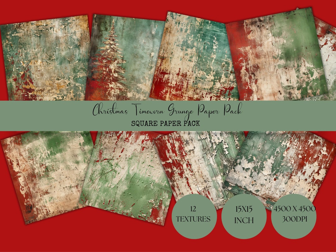 Vintage Christmas Grunge Texture Paper Pack – Digital Timeworn ...