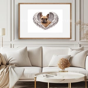 French Bulldog Angel Wings Memorial Art Print: Tan Frenchie Dog Tribute ...