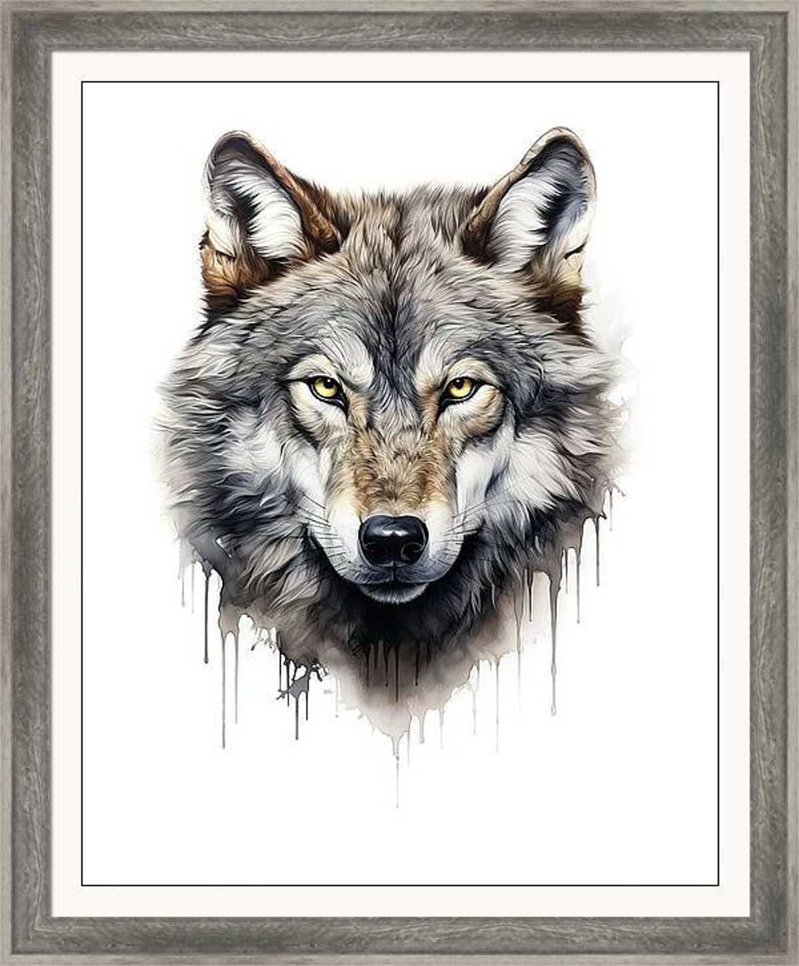 Wolf Head, Painting, Wolves, Face, DIGITAL DOWNLOAD, Clipart, Print ...