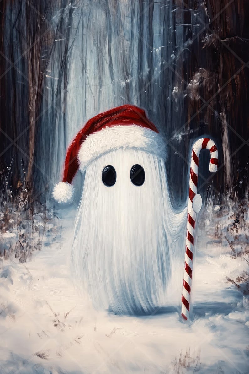 Christmas Ghost Art Print: Spooky Holiday Decor (digital Download) - Etsy