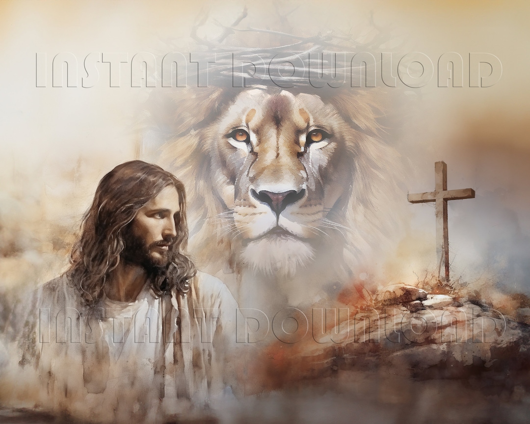 Lion and the Lamb, DIGITAL DOWNLOAD, Jesus Christ, Lord, Lion, God ...
