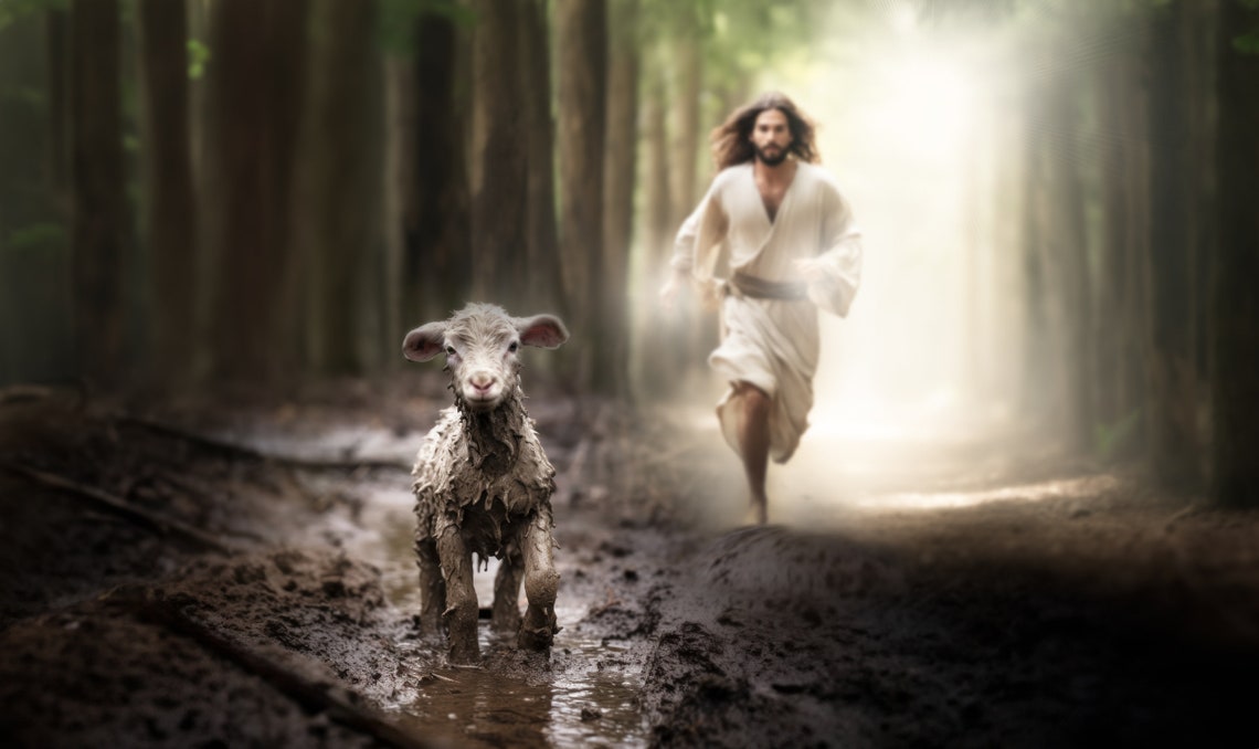 Jesus Christ Saves Lost Lamb, Digital Download, Instant, Savior ...