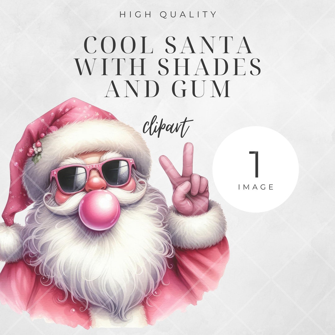 Vintage Santa Christmas Blowing Bubble PNG, Retro Merry Christmas, Pink ...