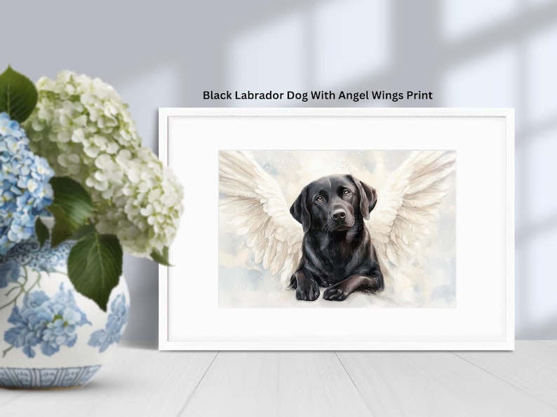 Black Lab Angel Wings Pet Loss Memorial Art (digital Download) - Etsy