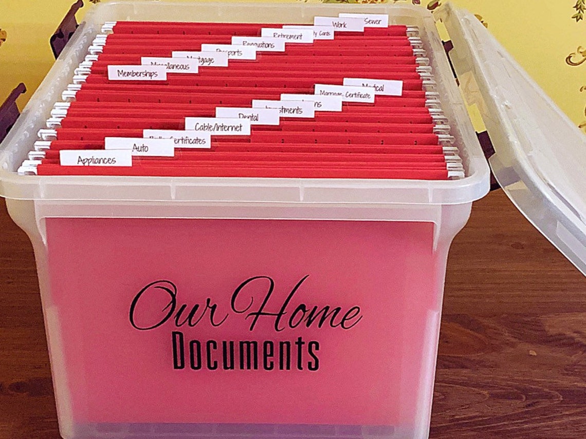 Household Filing System Home Documents File Box Important | Etsy