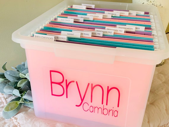 Kids File Box Memory Box Milestone Tote School - Etsy