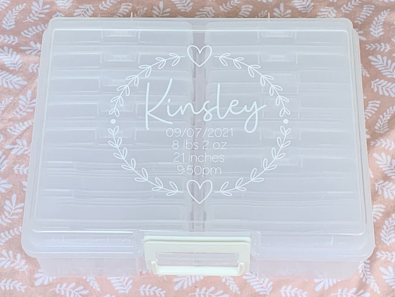 Personalized Photo Storage Bin Baby Photo Box Organizer | Etsy