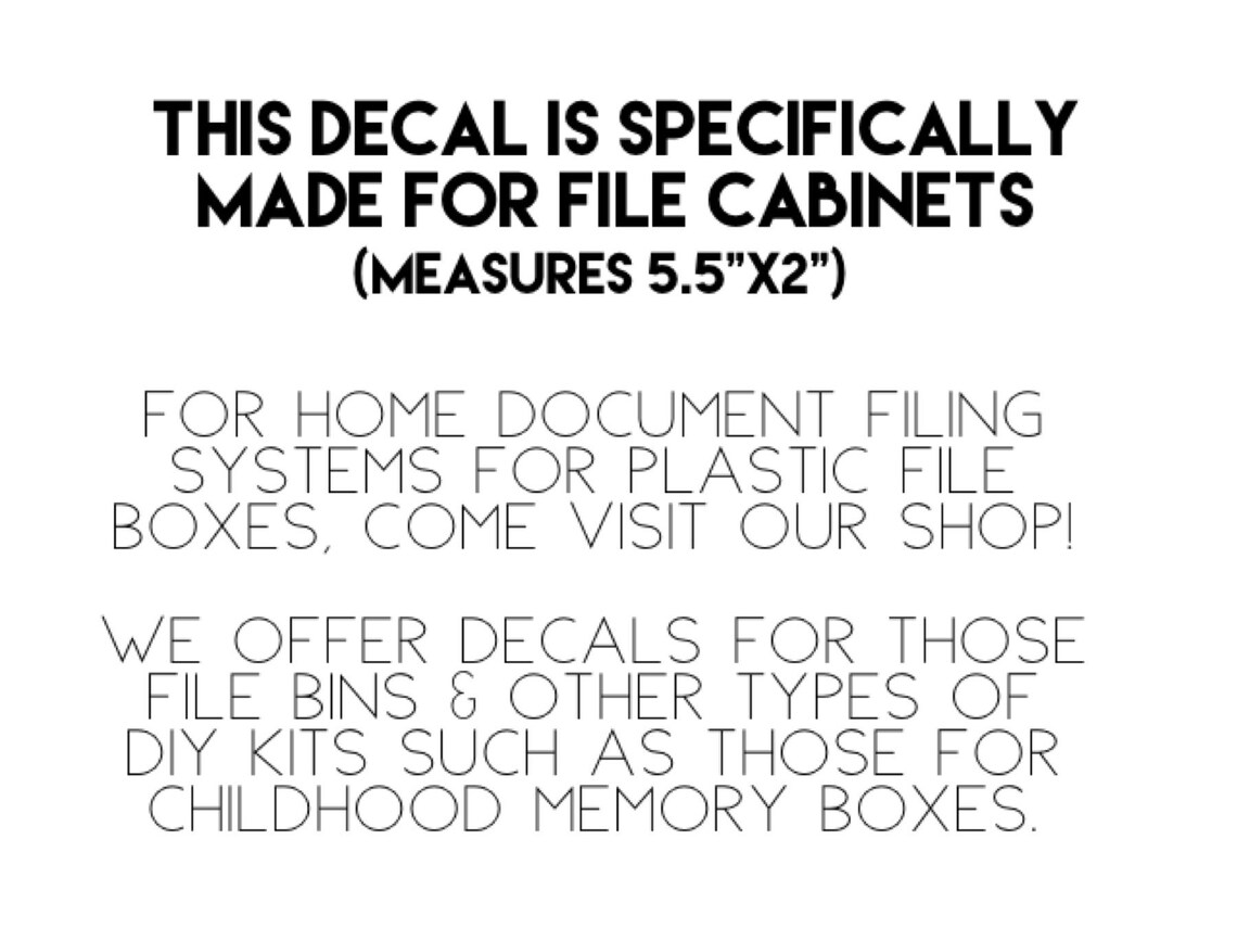 Home Documents Labels Household Filing Decal File Cabinet - Etsy