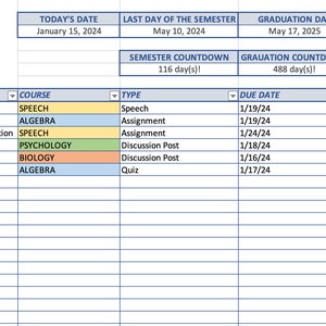 Student Assignment Planner - Etsy