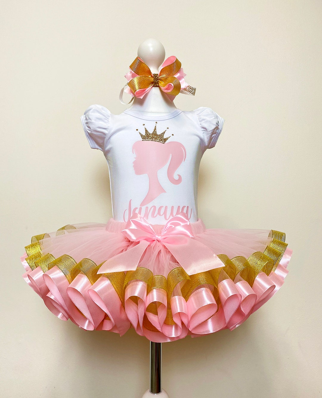 Doll Girls Dress-pink Doll Birthday Outfit-pink and Gold Doll Tutu Set ...