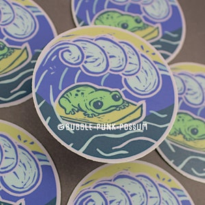 Surfing Frog Sticker - Waterproof Vinyl - PVC Free - Water Bottle and ...
