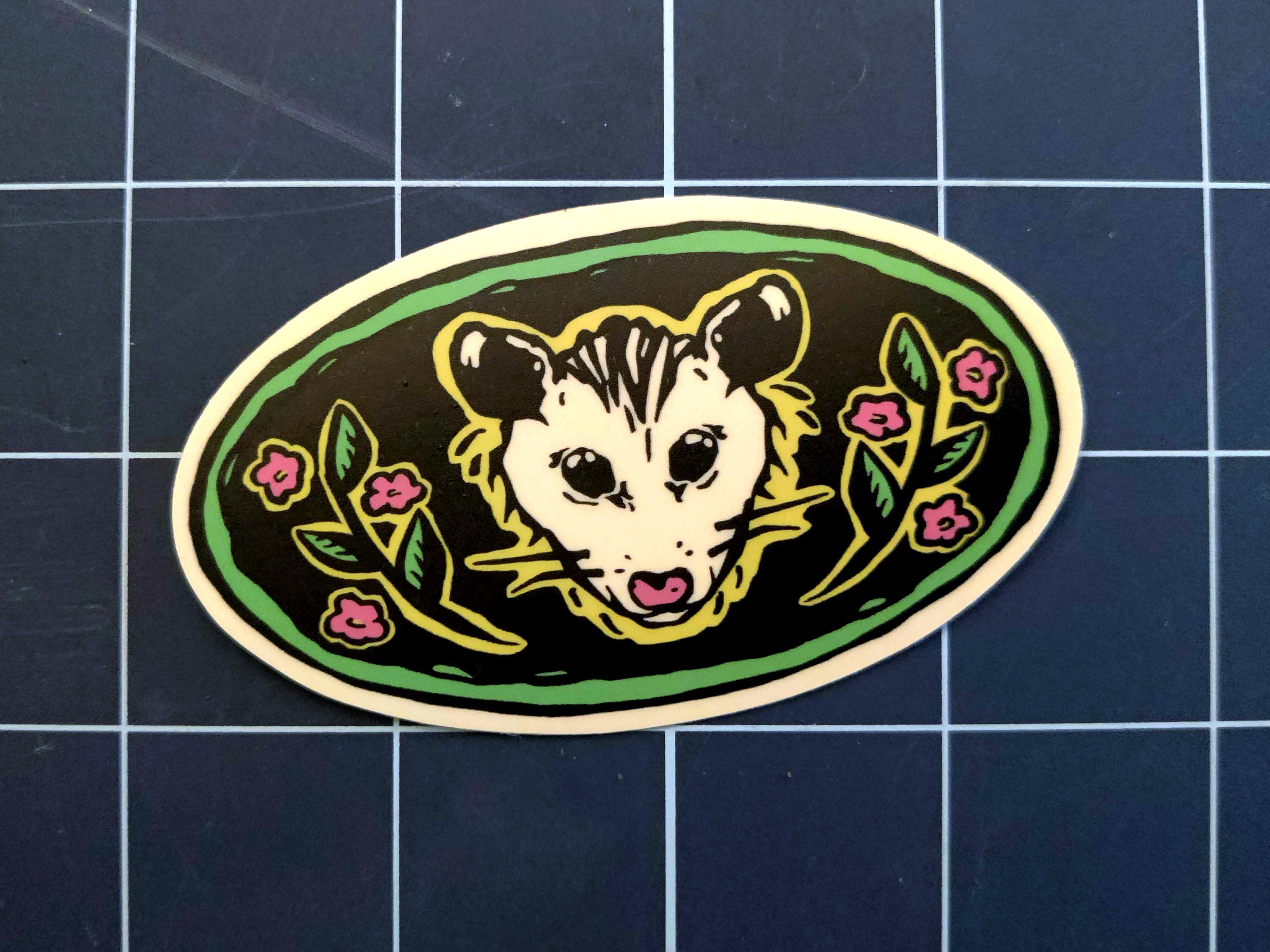 Floral Possum Sticker Waterproof Vinyl PVC Free - Etsy