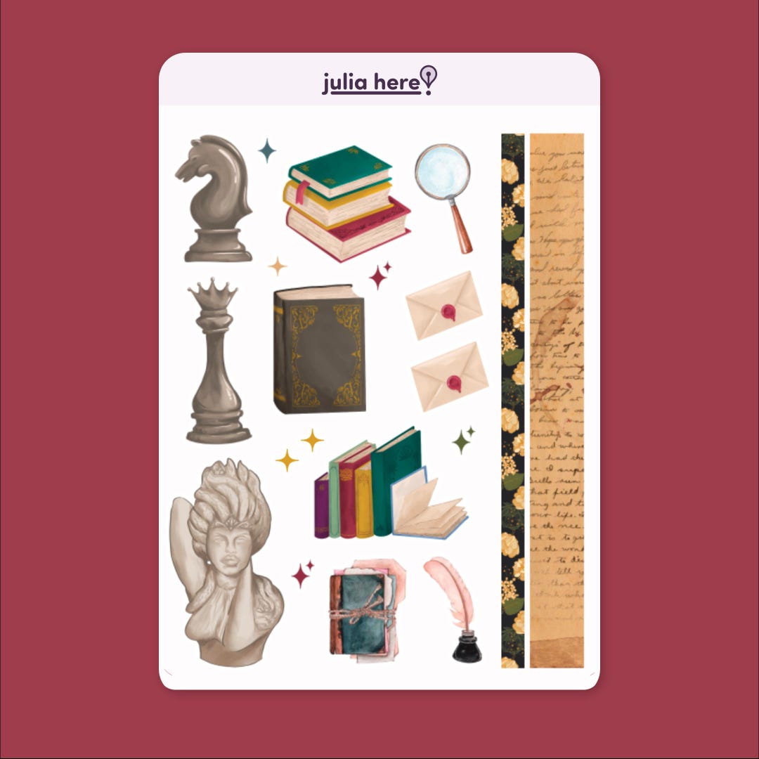 Dark Academia Set · Planning Sticker Sheet · Medusa, Books & More! - Etsy