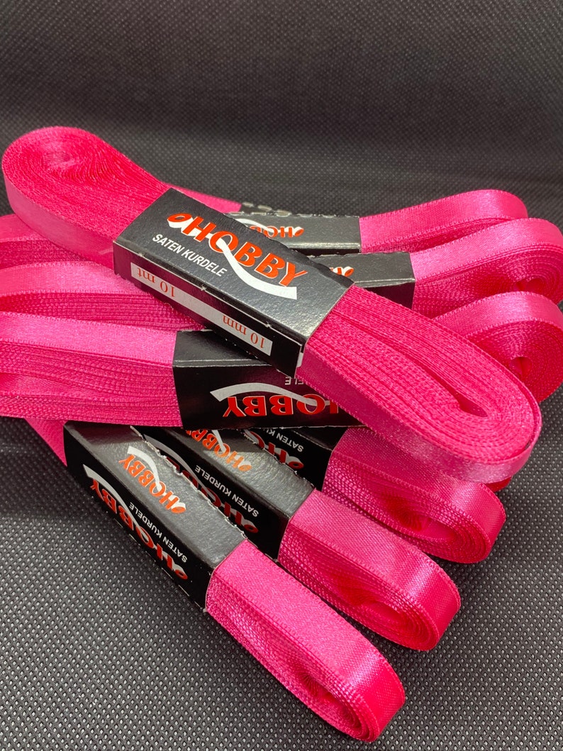 3/8 Inch FUSHIA HOT PINK (22) 10mm Double Faced Satin Ribbon More Than ...