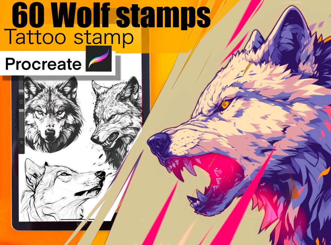60 Best Wolf Stamps for Procreate!! Must Have for Tattooers Easy to ...