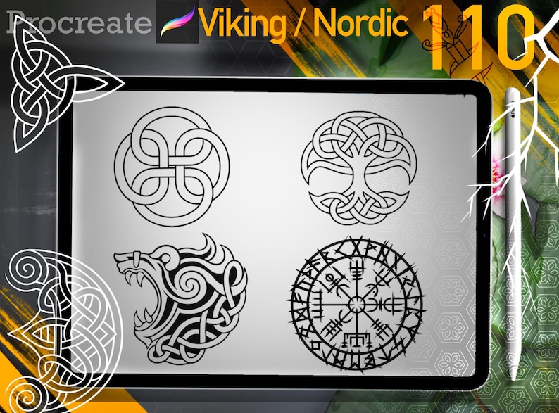 110 Viking / Nordic Motifs - Symbols Brushset for Procreate – Runes ...