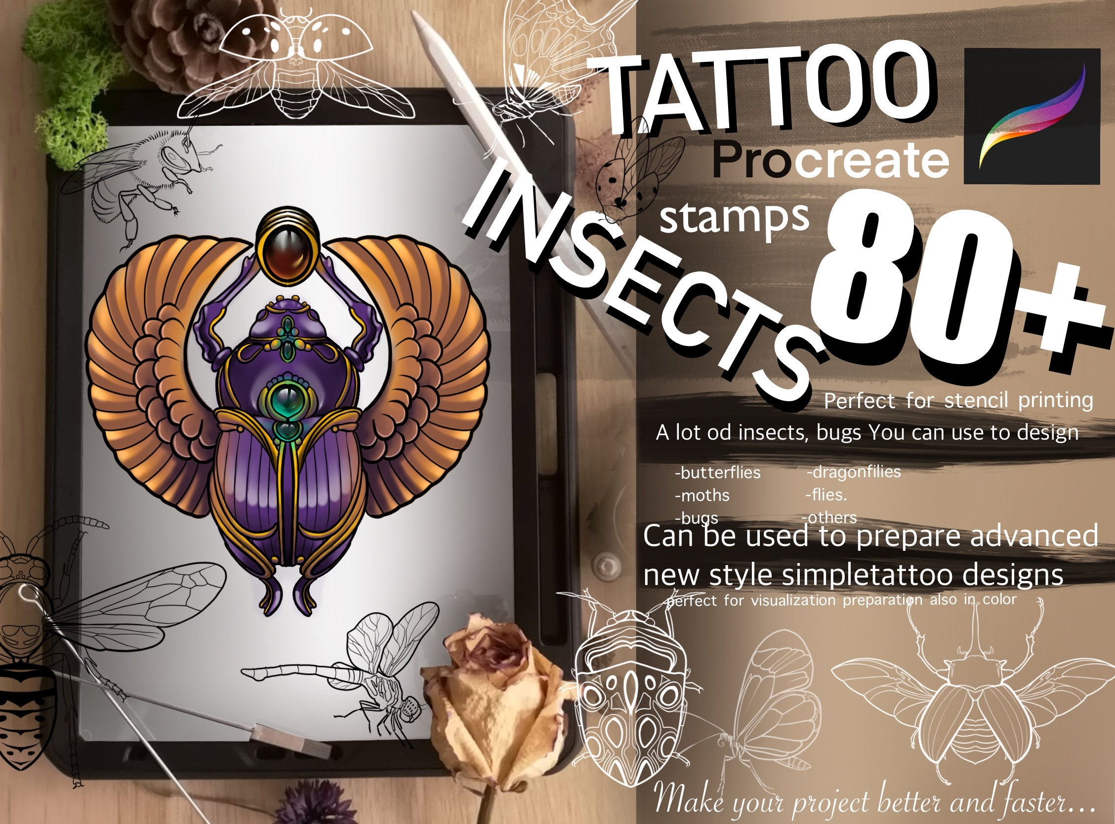 80 Insects Stamps for Procreate GREAT Must Have for - Etsy