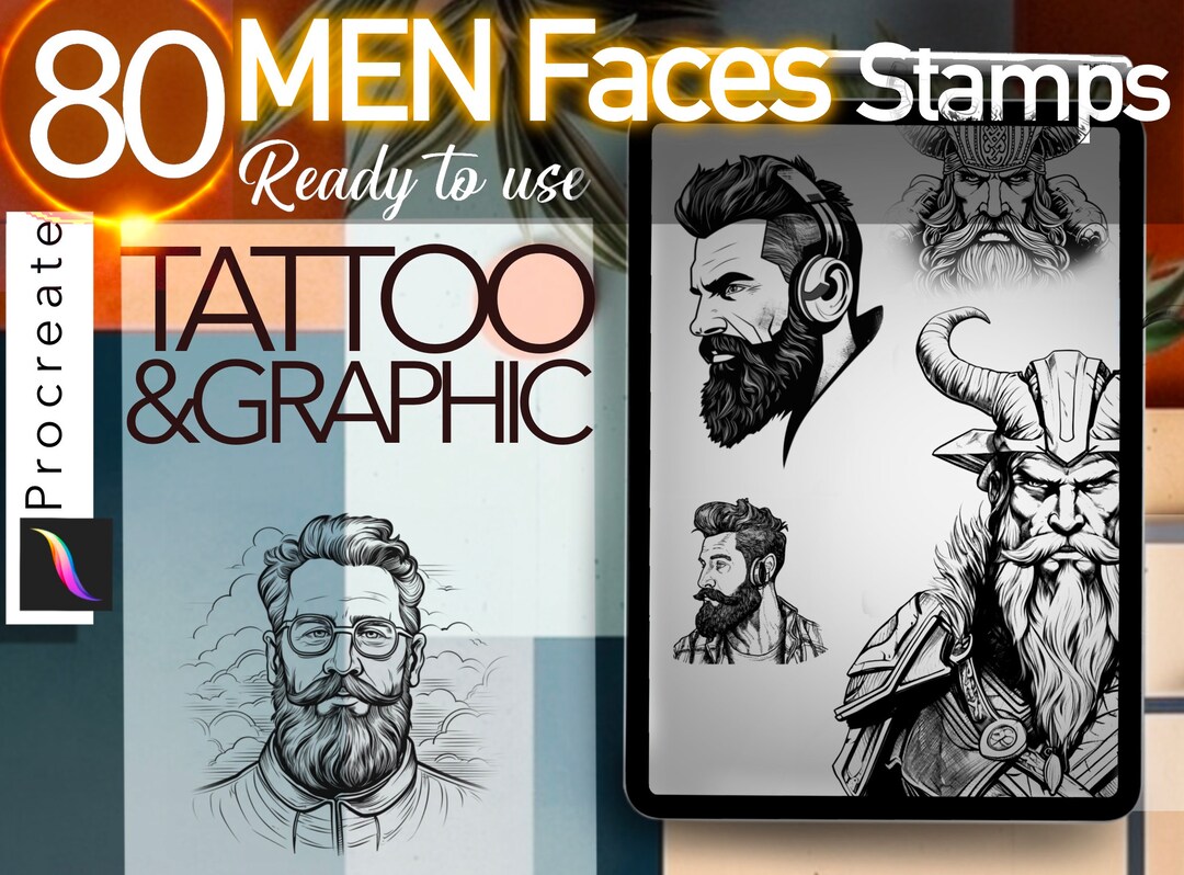 80+ Men Faces for Procreate!! Must Have for Tattooers ( You Can Make ...