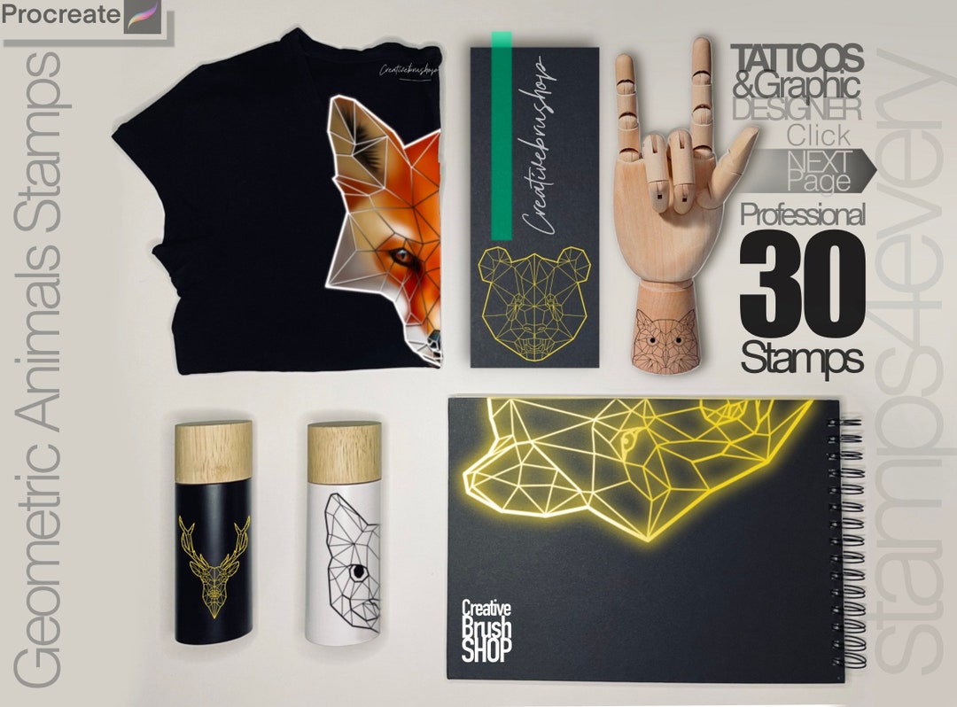 30+ Geometric Animals Stamps & Dotwork (12 Kinds of Animals) - Etsy