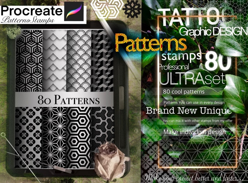 80 PATTERNS Stamps for Procreate Cool Set Must Have for - Etsy