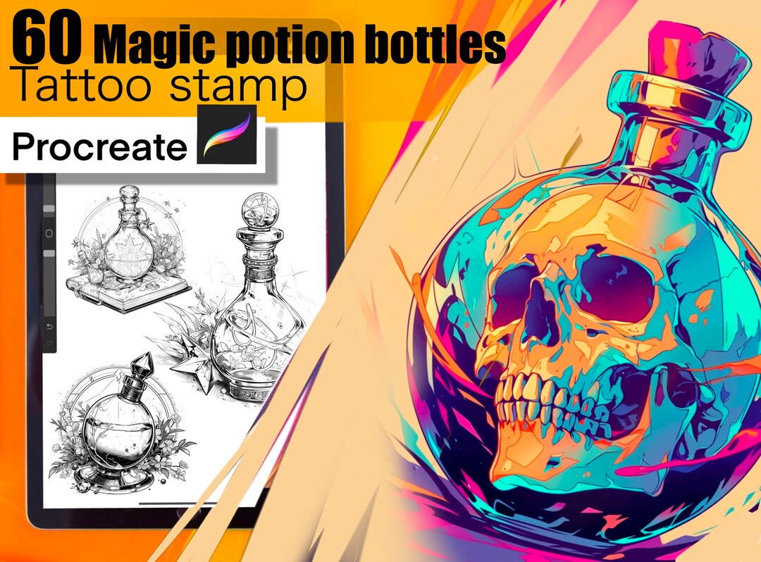 60 Potion Bottle Stamps for Procreate!! Must Have for Tattooers Easy to ...