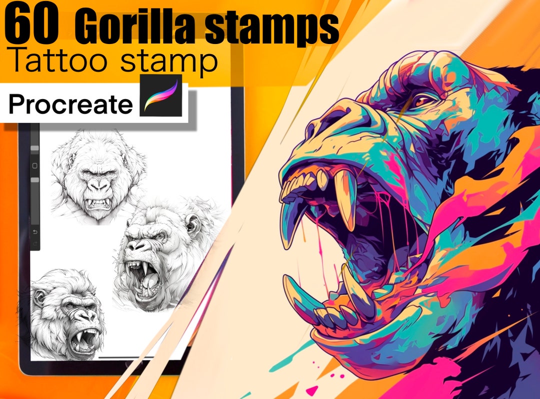 60 Gorilla Stamps for Procreate! THE BEST!! Must Have for Tattooers Easy to Stencil - Etsy