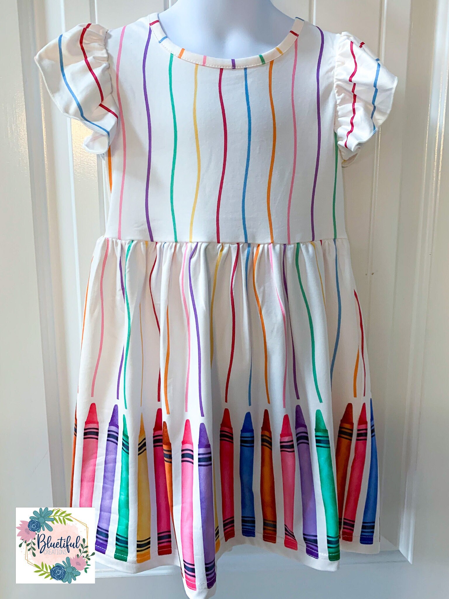 Kindergarten Back to School Dress, Crayon Dress, White School Dress ...