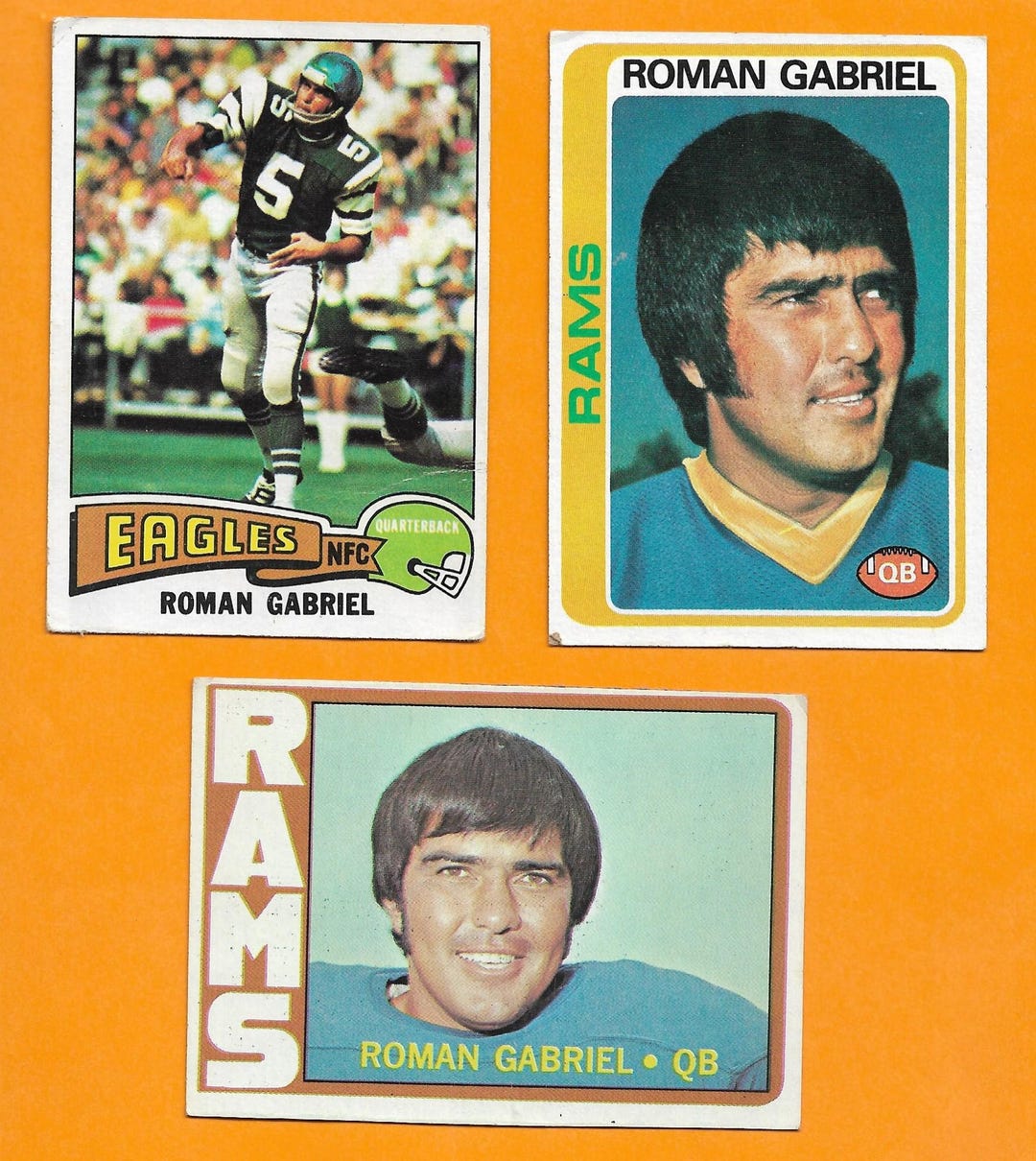 Roman Gabriel 1972 - 1978 Topps 3 Card Lot Los Angeles Rams ...
