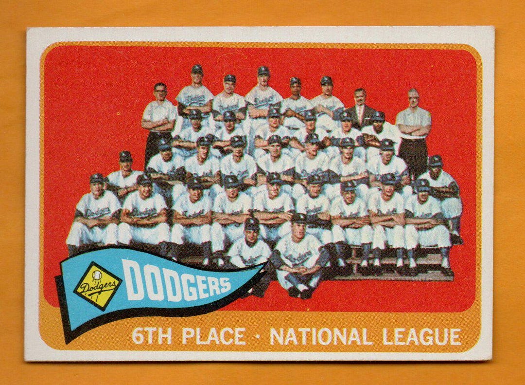 Los Angeles Dodgers 1965 Topps Team Card #126 Sandy Koufax Don Drysdale ...