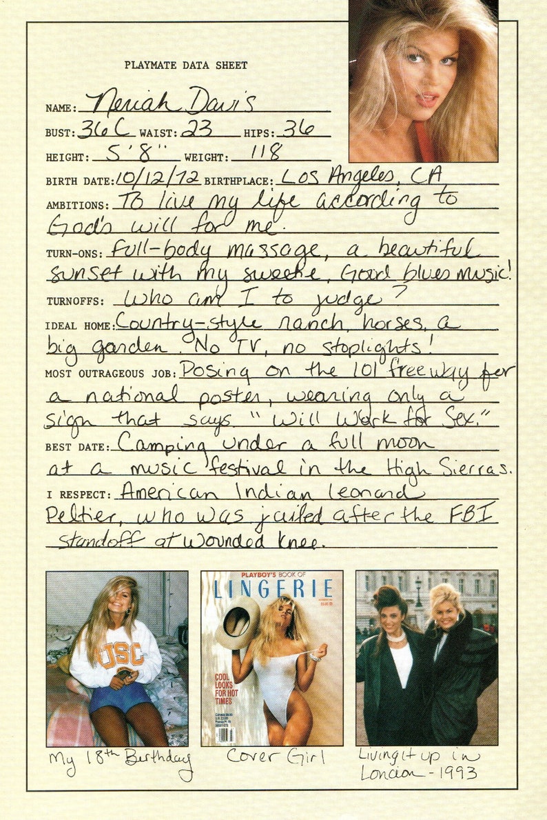 Vintage 1994 March Playboy Neriah Davis Centerfold Anthony - Etsy